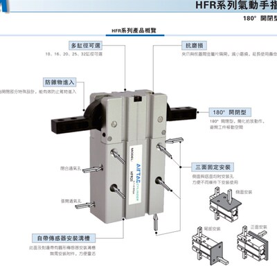 好货原装亚德客180度开闭型气动手指HFR10 HFR-16 HFR20 HFR-25 3