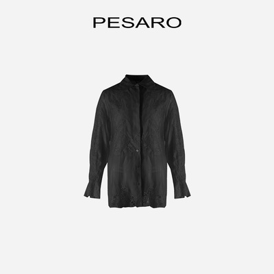 PESARO黄蕙玲女装春季时尚百搭简约休闲感通勤透肤宽松廓型衬衣