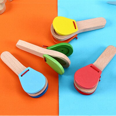 极速1PC Wooden Percussion Handle Clapping Castanets Board Fo