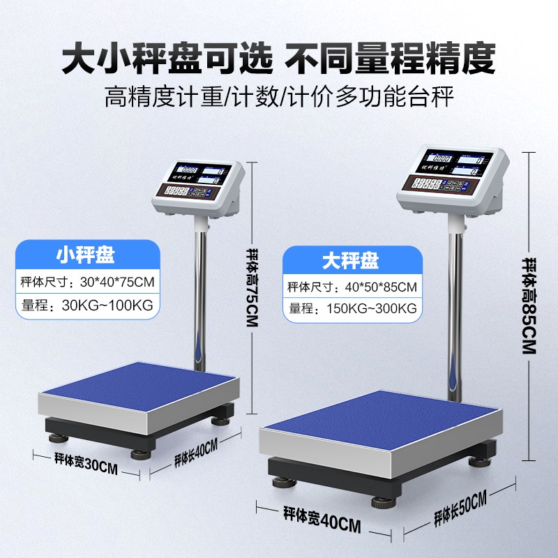 高精度计数电子台秤商用150kg300公斤精准1克称重落地式工业磅称