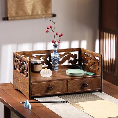 异丽实木茶杯置物架桌上中式茶具收纳层架茶台茶盘收纳盒都承盘茶