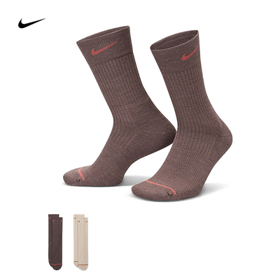 NIKE耐克袜子男女春秋中筒袜防臭吸汗青少年运动袜两双装DQ6394