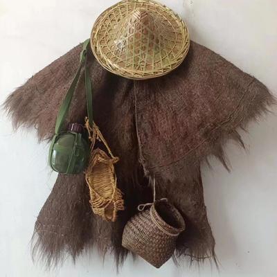 民俗老物件老蓑衣斗笠水壶鱼篓草鞋复古怀旧农家院村史馆装饰摆件