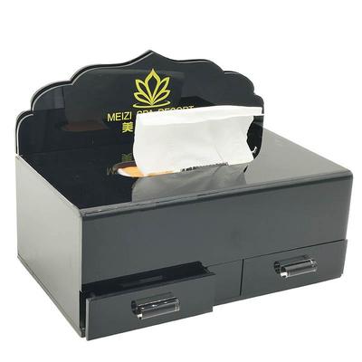 桌面抽纸盒带抽屉纸巾盒 酒店洗手间收纳盒 acrylic tissue box