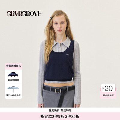 GROVE官方旗舰店2026PS春季新款长袖毛衣韩系叠穿女内搭GP26KNC61