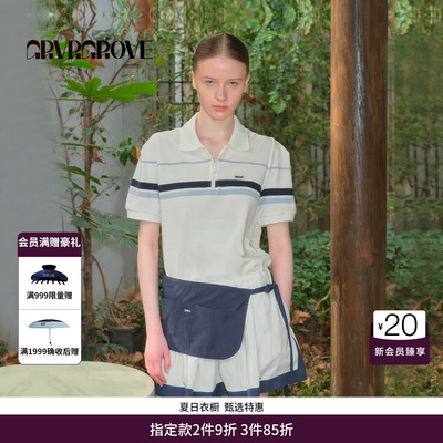 GRVR GROVE官方旗舰店26SS春夏韩系翻领短袖polo衫撞色GS26TSC06