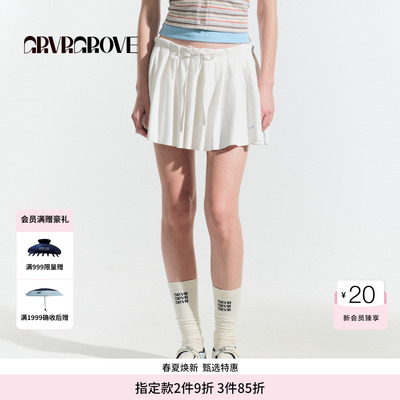 GROVE官方旗舰店HS夏日款女针织百褶短裙韩系短裙GM5SK01C