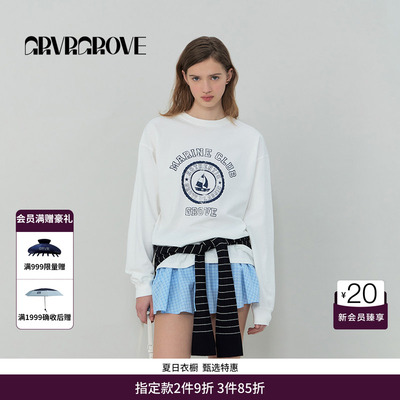GRVR GROVE官方旗舰店SS春夏款女士圆领长袖T恤GS5SW52M
