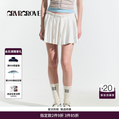 GRVR GROVE官方旗舰店HS夏日款女针织百褶短裙韩系短裙GM5SK01C