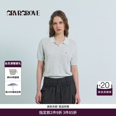 GRVR GROVE官方旗舰店26SS春夏polo领短袖针织镂空花型GS26KNC62