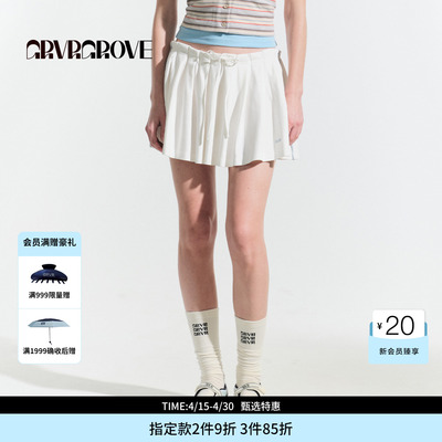 GROVE官方旗舰店HS夏日款女针织百褶短裙韩系短裙GM5SK01C