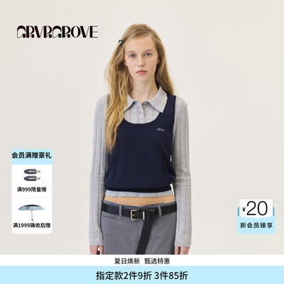 GROVE官方旗舰店2026PS春季新款长袖毛衣韩系叠穿女内搭GP26KNC61