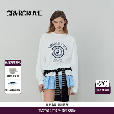 GRVR GROVE官方旗舰店SS春夏款女士圆领长袖T恤GS5SW52M