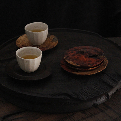 合行研物 小众款茶托杯托手作茶器樱木乌木杯垫日式侘寂一物一拍