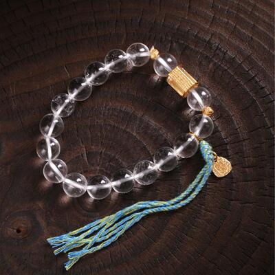 925银手链扎基拉姆方牌五条经绿绳白水水手链 S10290