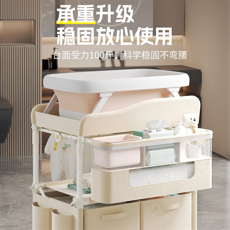 婴儿尿布台护理台宝宝换尿布可移动婴儿床新生儿多功能抚触洗澡台