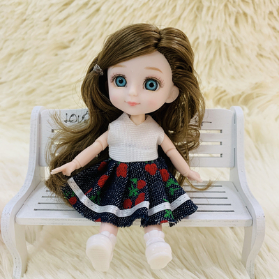 New BjD 13CM Doll 13 Movable Joints Cute Face and Blue Eyes