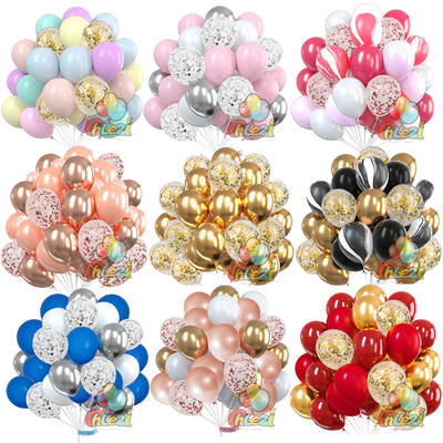 25pcs Confetti Metallic Chorme Balloons Macaroon Latex Ballo