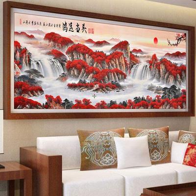 鸿运当头十字绣纯手工钻石画 画成品贴好满钻客厅办公室2米3米山