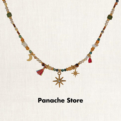 PANACHE 彩色天然石星月宝石吊坠项链 小众多巴胺风高级锁骨链女