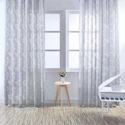 Bubble Leaf Pattern Window Sheer Curtain Tulle Curtains
