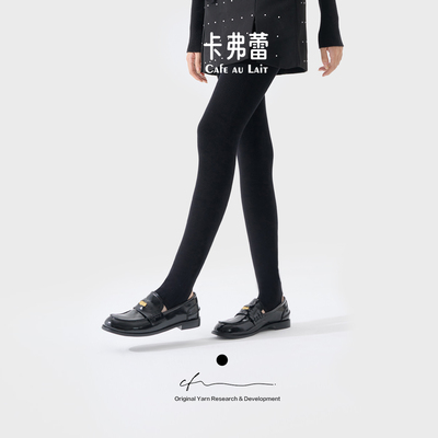 Cafe au Lait卡弗蕾秋冬款精梳棉极细竖纹厚款踩脚裤袜保暖500g