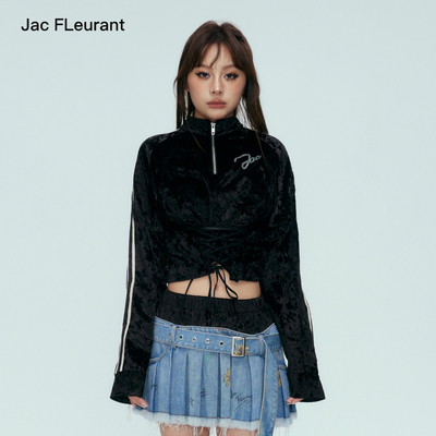 烫钻绑带卫衣JACFLEURANT丝绒