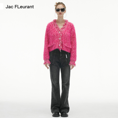 JAC FLEURANT【杨超越 郑合惠子同款】麦穗流苏秋冬气质短开衫