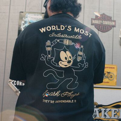 刺痛感STING SENSE 美式复古卡通Felix the Cat机车潮流短袖T恤