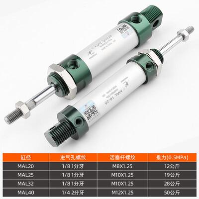 星辰气动MAL16x20-25S/32-40/50/75/150/250-S铝合金圆形迷你气缸