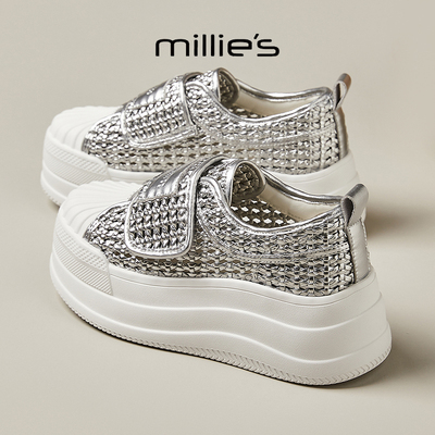 MILLIE'S/妙丽真皮厚底小白鞋