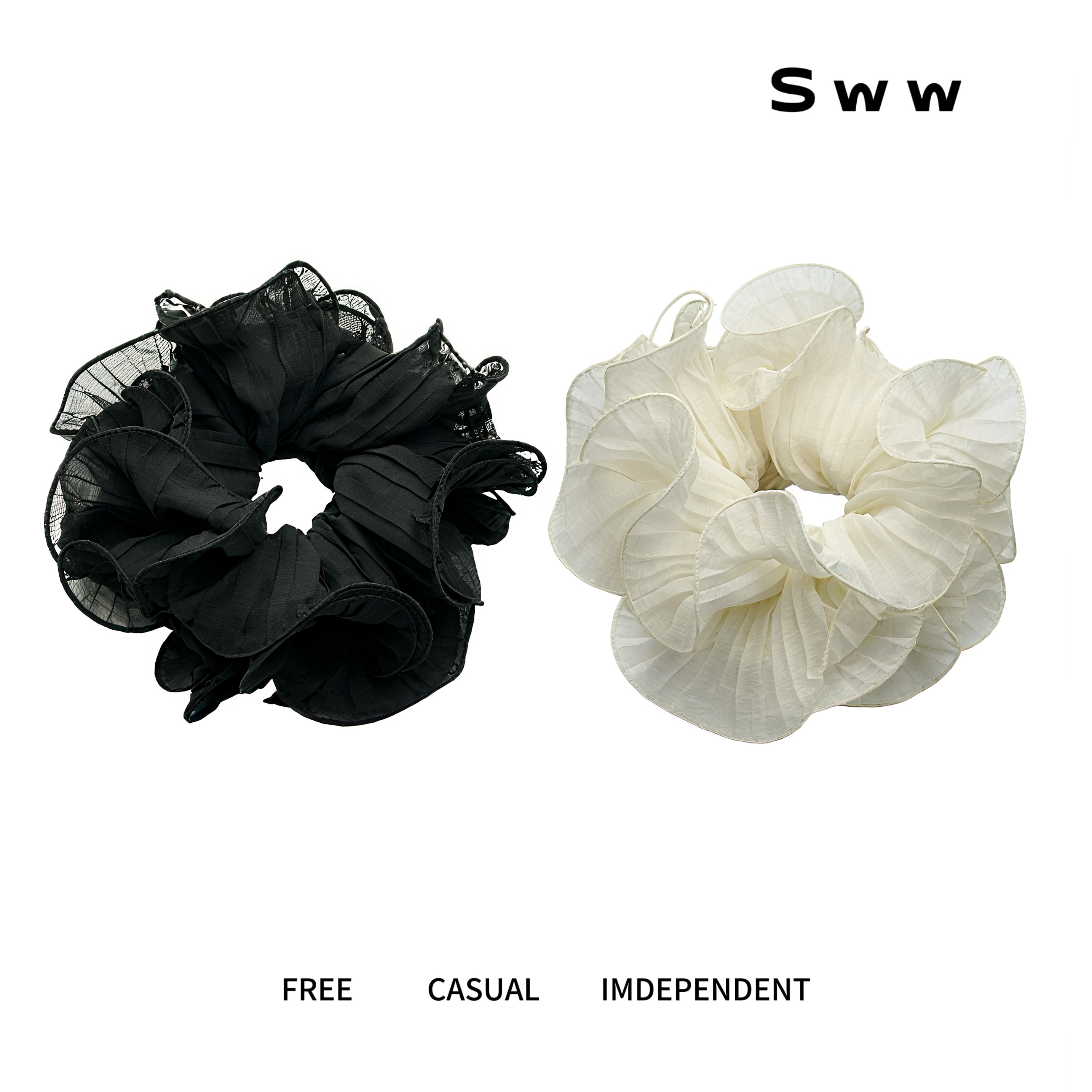 SWW重工多层褶皱花苞云朵超大号发圈
