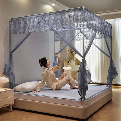 蚊帐家用2024新款卧室135x190床笠款回底防摔全底2米x2米大床蚊帐