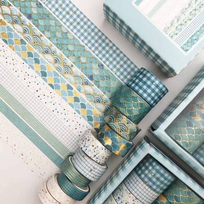 18Pcs/Set Gold Foil Washi Tape Cute Plant Flower Masking Tap