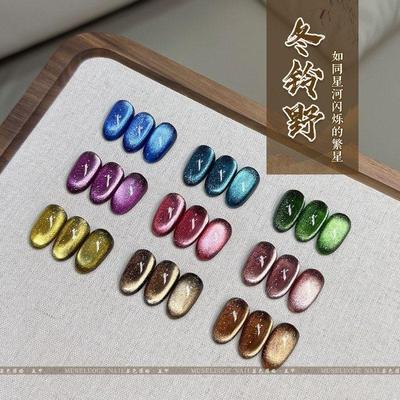 暮色罗格美甲冬铃野猫眼胶2025年新款流行爆闪磁粉晶石猫眼甲油胶