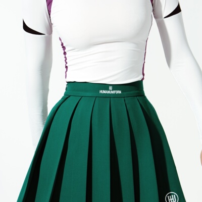 HUMANUNIFORM尤尼馥指定合作店铺 徽标刺绣褶裙 Logo Pleated