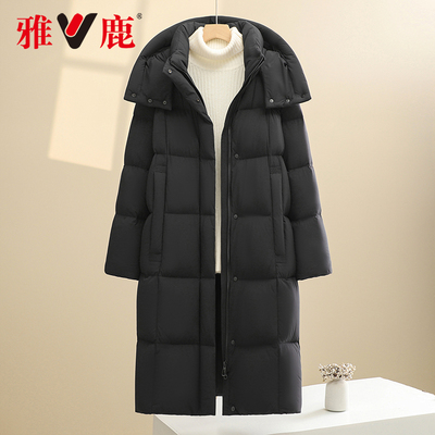 雅鹿休闲新款中长羽绒服
