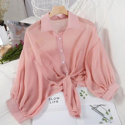 Casual Loose Hollow White Clothes Elegant Solid Color Tied