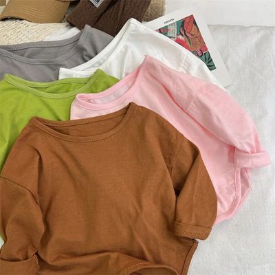 Hot! Autumn Kids O-Neck Solid Color Baby Bottoming Shirt