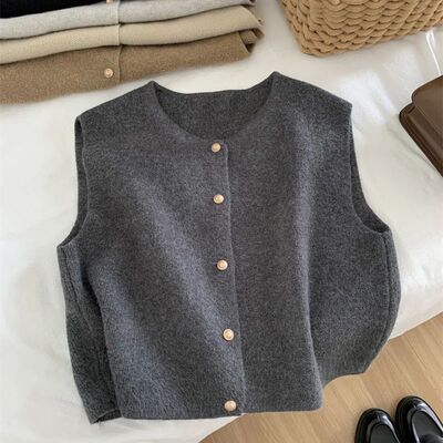 Autumn New Women Cardigan Korean Elegant Knitted Sleeveless