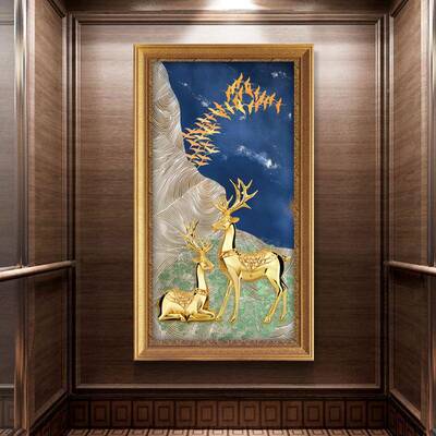 欧式壁玄关装饰画美风格廊过道竖版挂画餐V731客厅大走气画招财麋