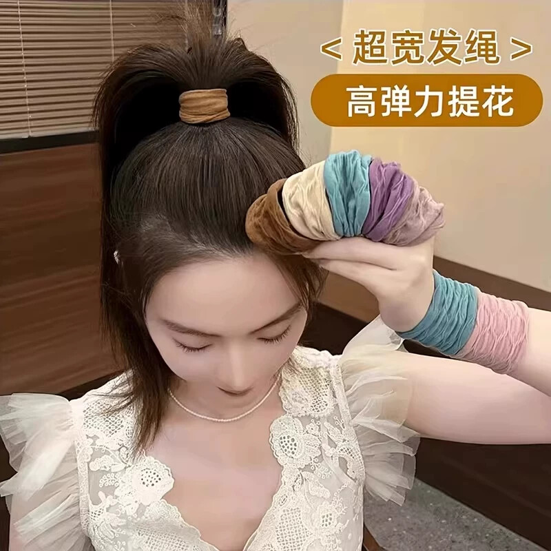 夏季新款超宽无缝面膜肌高马尾发圈女款2026新款扎发绳不伤发头绳