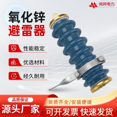 10KV氧化锌避雷器户外高压金属氧化物变压器陶瓷防雷Y5WS-17/50FT