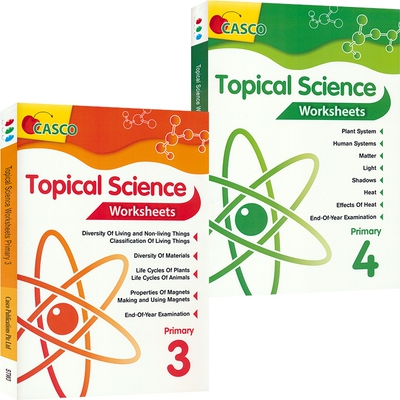 Casco Science Topical Worksheets 3-4 新加坡科学 专题练习册 3-4年级 2册 科学模拟练习 英文原版进口图书