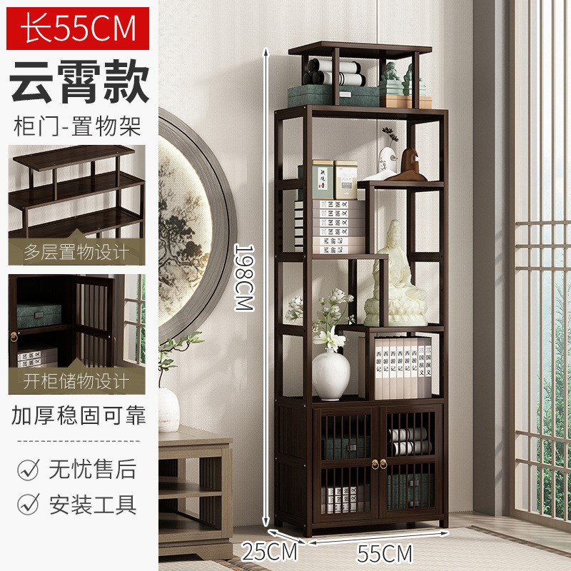 新中式加高博古架多宝阁门厅玄关柜隔断摆件茶具展示柜客厅置物架
