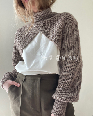 [英文]Narae Cropped weater图解 女士肩袖披肩套衫毛衣编织教程