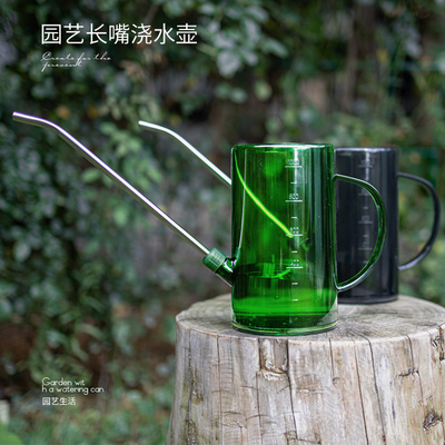 不锈钢长嘴塑料洒水壶1L办公室家用多肉浇花施肥壶淋花盆栽浇水壶