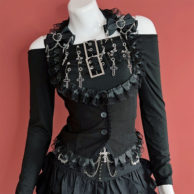 亚文化蕾蕾风甜酷修身上衣