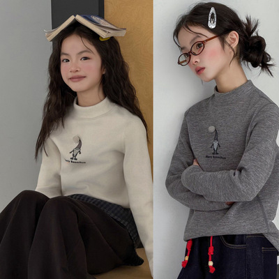 实体店儿童装女生女孩波拉bora中高领青少年中大童无骨加绒打底衫