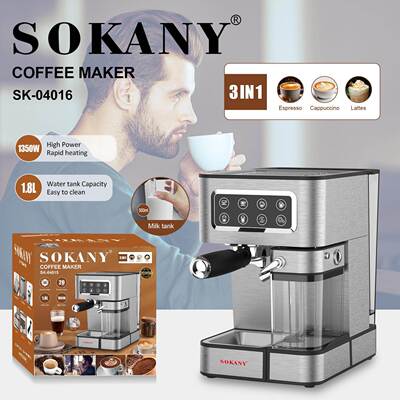 SOKANY04016咖啡机跨境意式咖啡机家用小型半全自动高压蒸汽奶泡